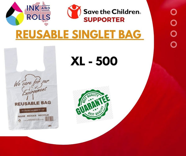 Reusable Extra Large Plastic Singlet Shopping carry bags - XL – Ink And ...